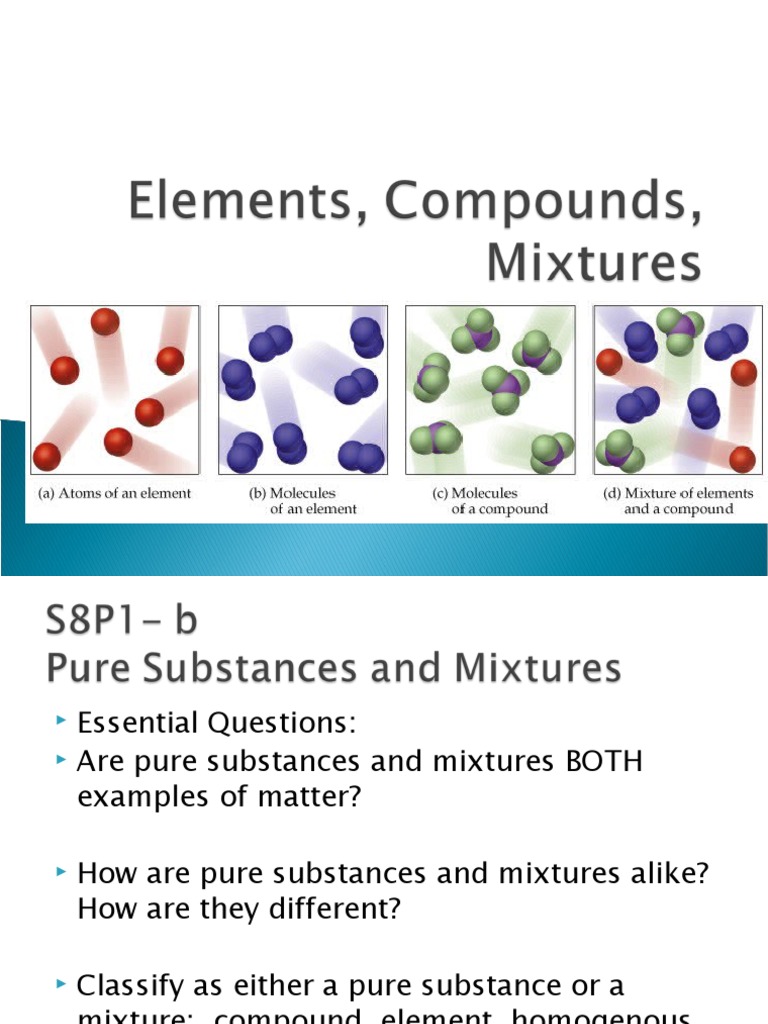 Elements Compounds Mixtures | PDF