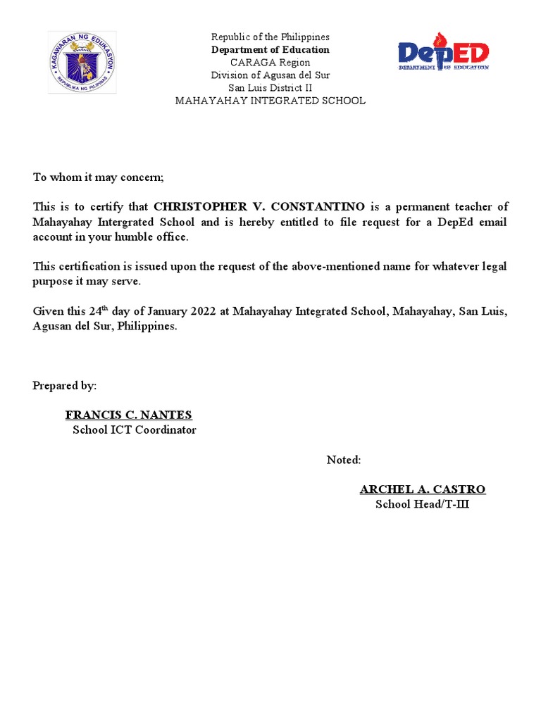 DEPED Email Request | PDF