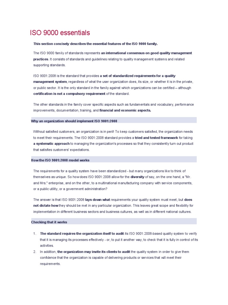 ISO 9000 Quality Management Essentials | PDF | Iso 9000 | Quality ...