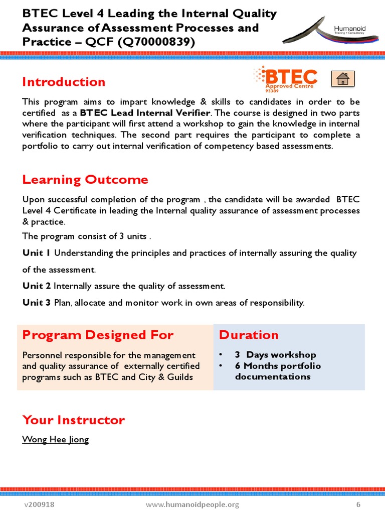 BTEC Lead IV Program | PDF | Business | Finance & Money Management