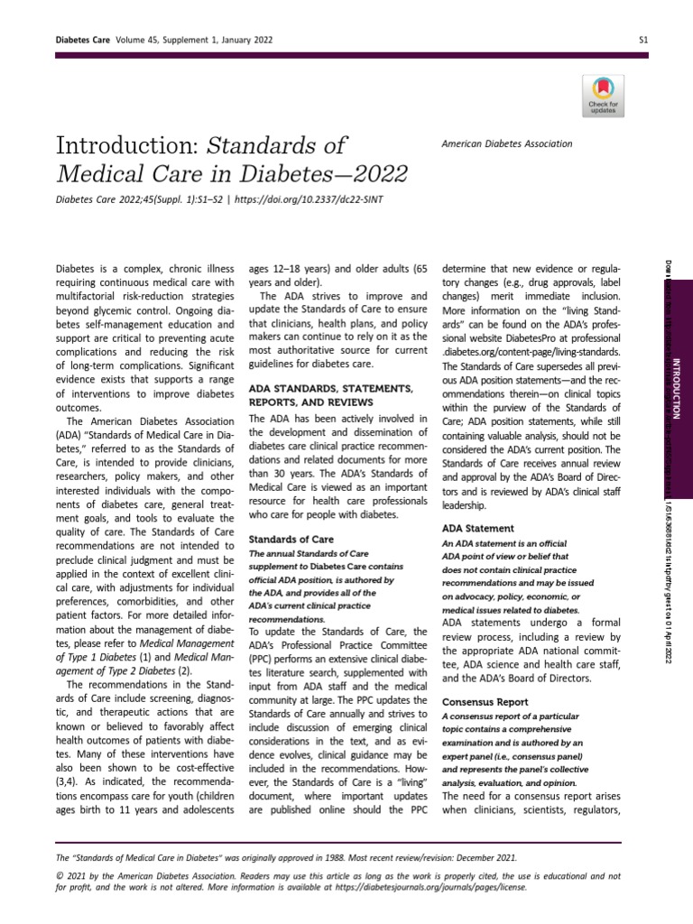 Standards of Medical Care in Diabetes-2022 | PDF | Evidence Based ...