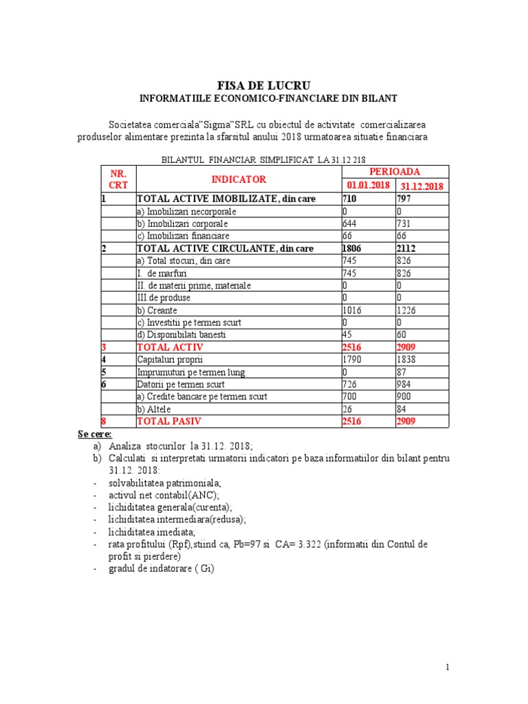 Fisa de Lucru Rezolvare | PDF