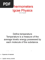 IGCSE Physics: Thermometers Guide | PDF | Celsius | Thermometer