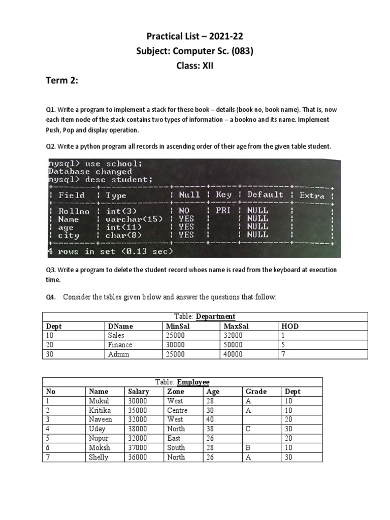 KPS - LIst of Programs For Practical File Term 2 | PDF | Software ...