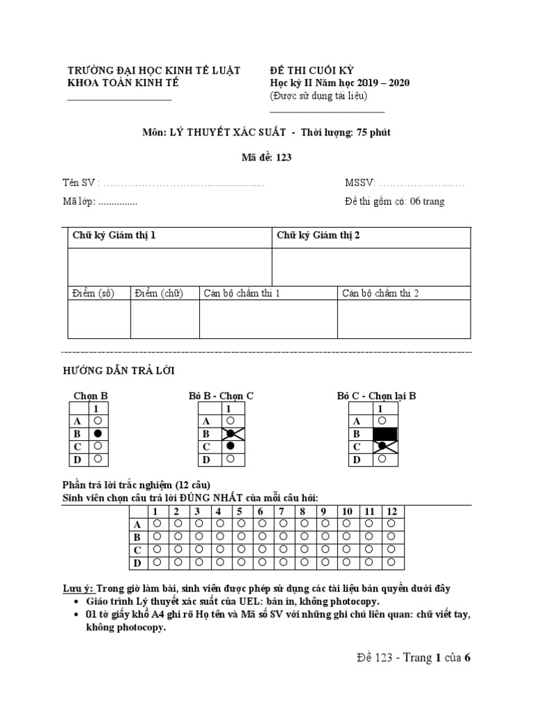 Đề LTXS 2019-2020 - Ca1 | PDF