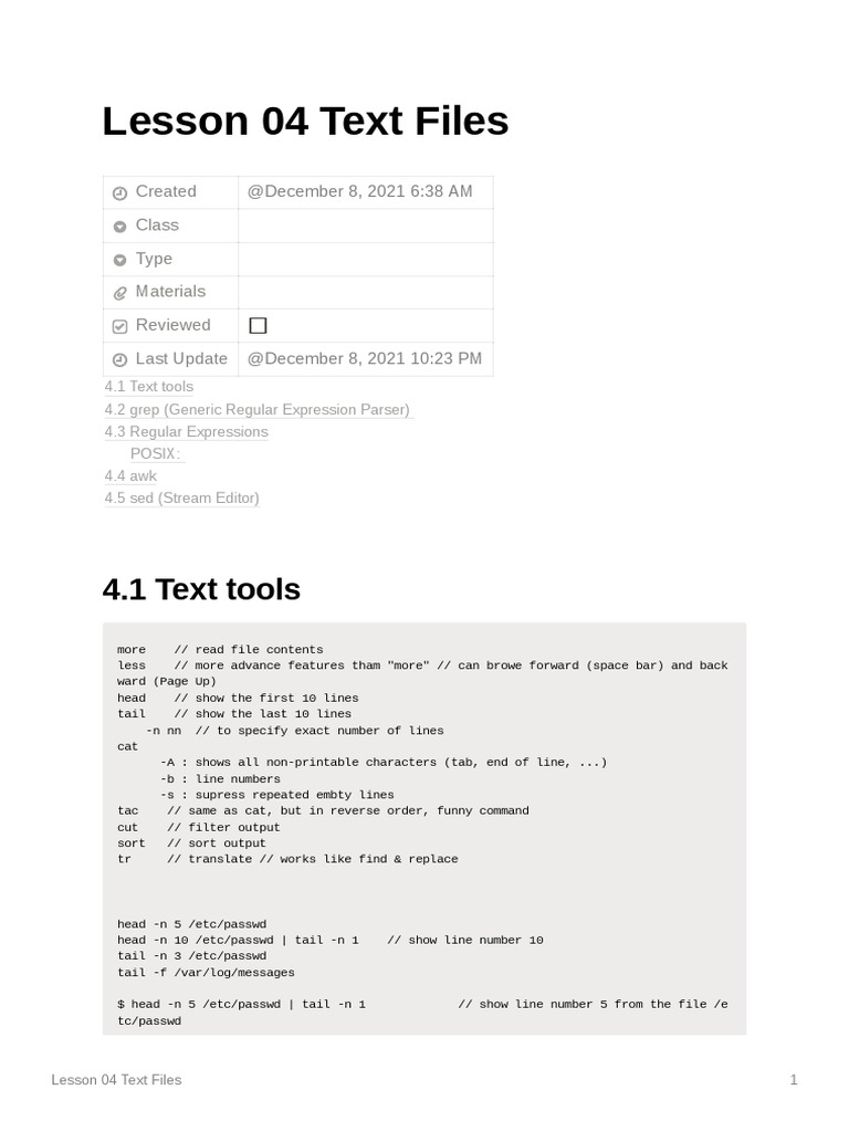 Lesson 04 Text Files | PDF | Regular Expression | Computing