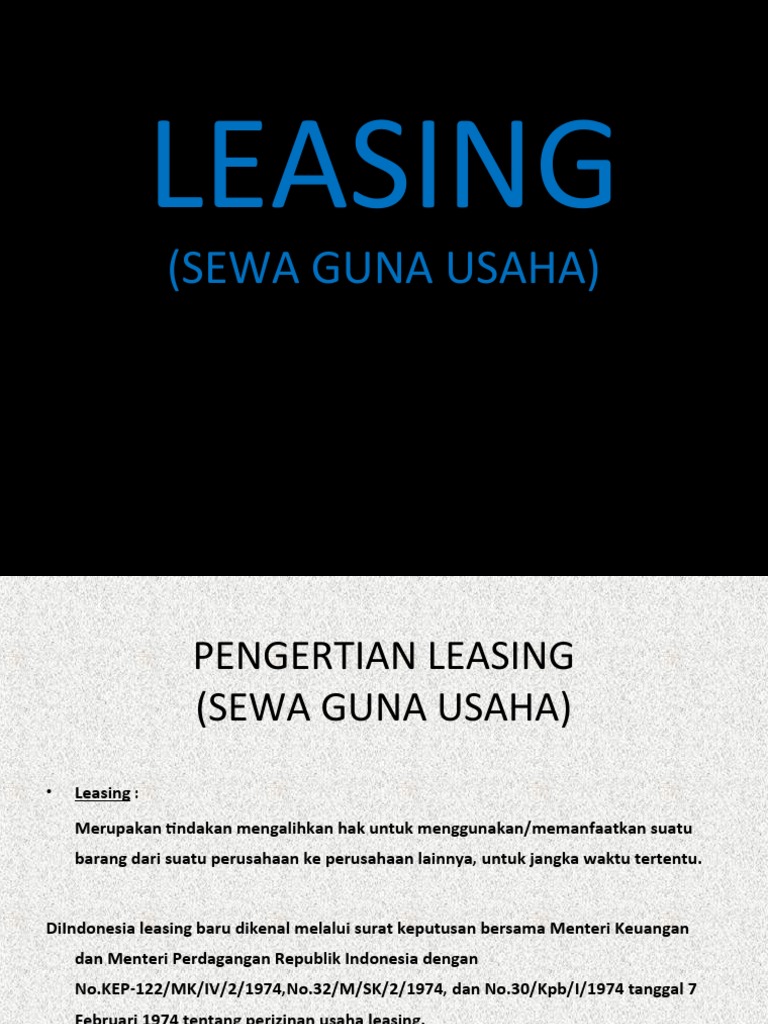 Pengertian dan Manfaat Leasing | PDF