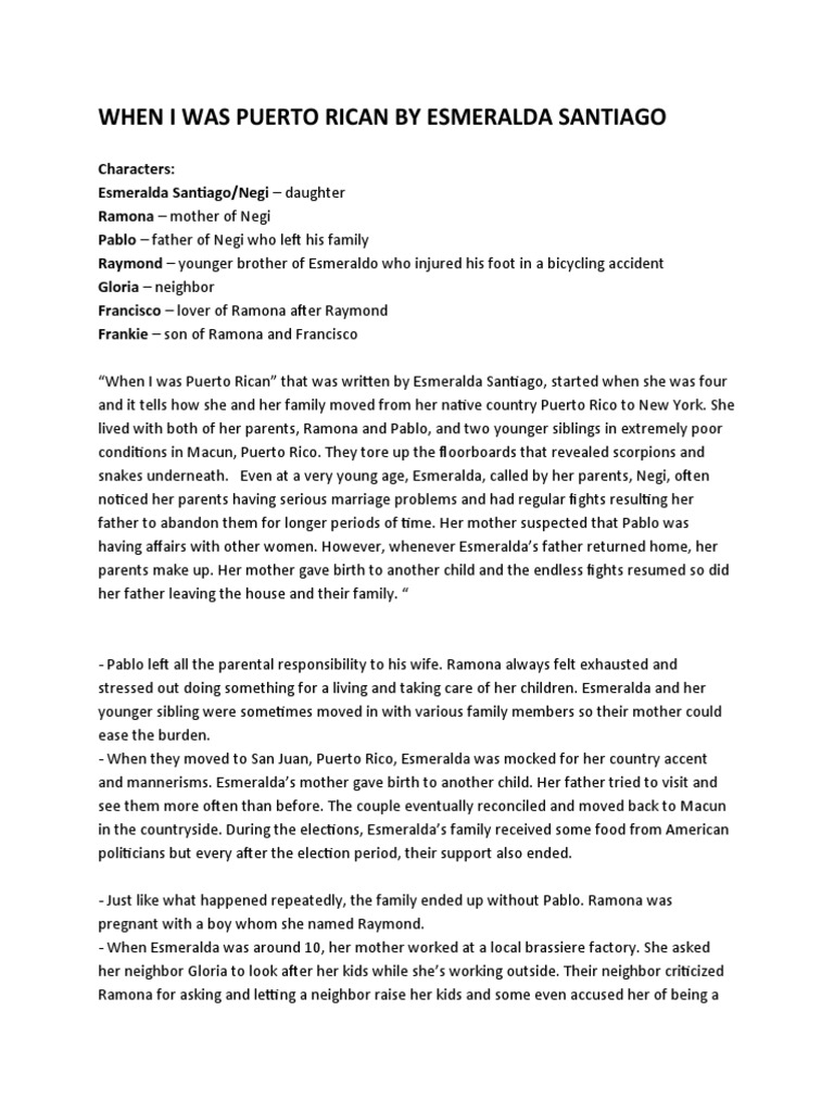 When I Was Puerto Rican by Esmeralda Santiago | PDF