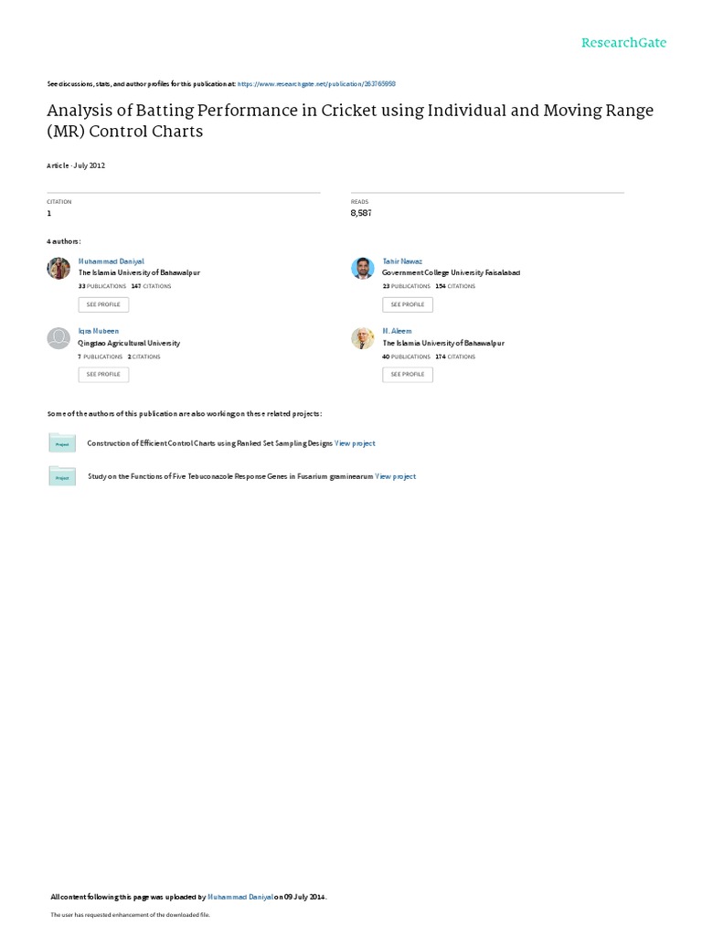 Analysis of Batting Performance in Cricket Using Individual and Moving ...