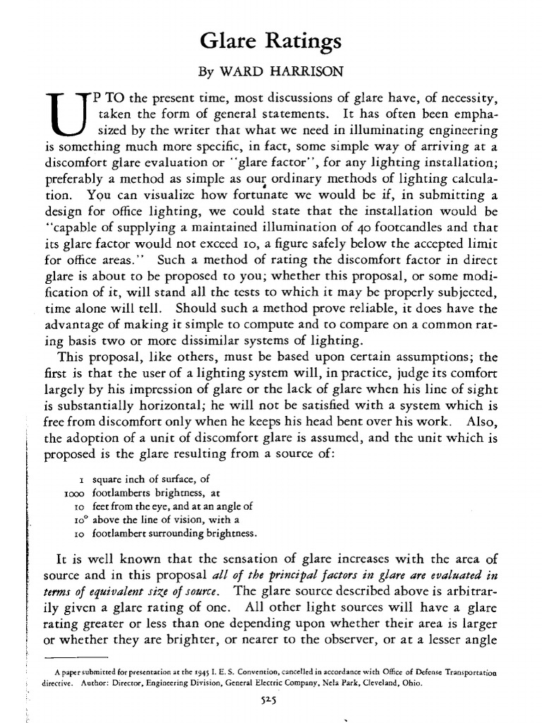Glare Rating Calculation | PDF