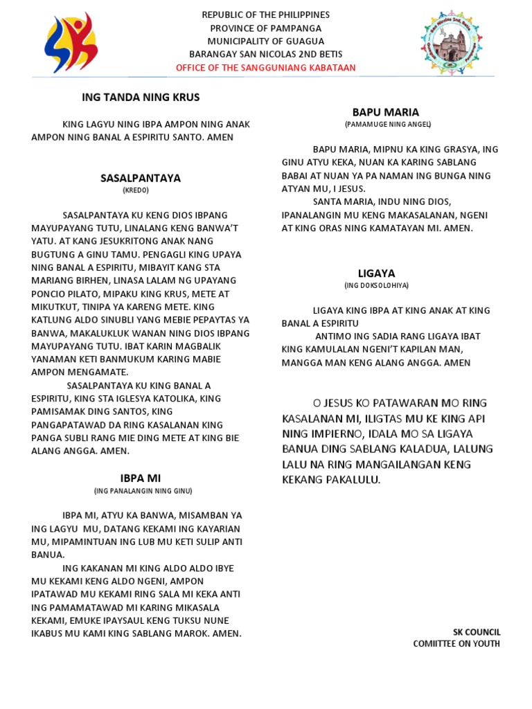 Ing Tanda Ning Krus Bapu Maria: Office of The Sangguniang Kabataan ...