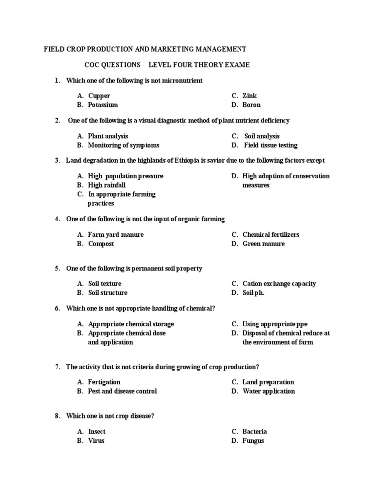 Crop Coc Based Quistions | PDF | Soil | Agriculture