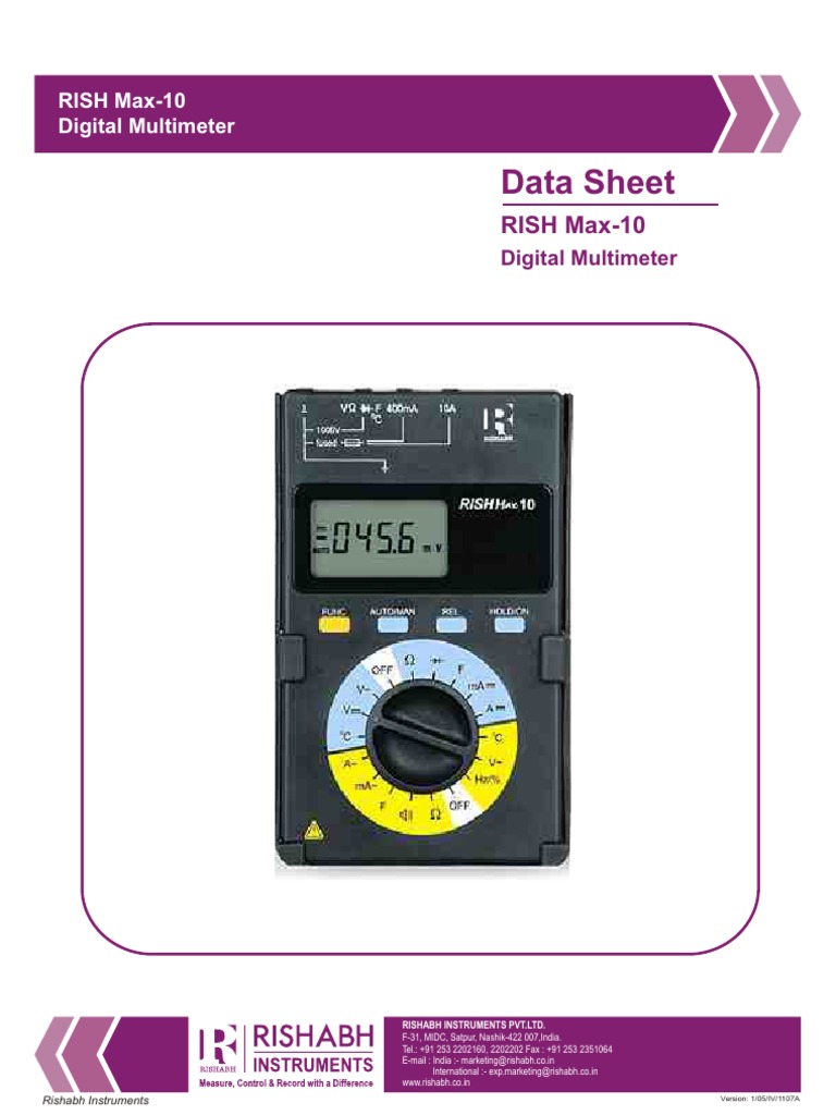 RISH Max-10 Digital Multimeter Overview | PDF | Alternating Current ...