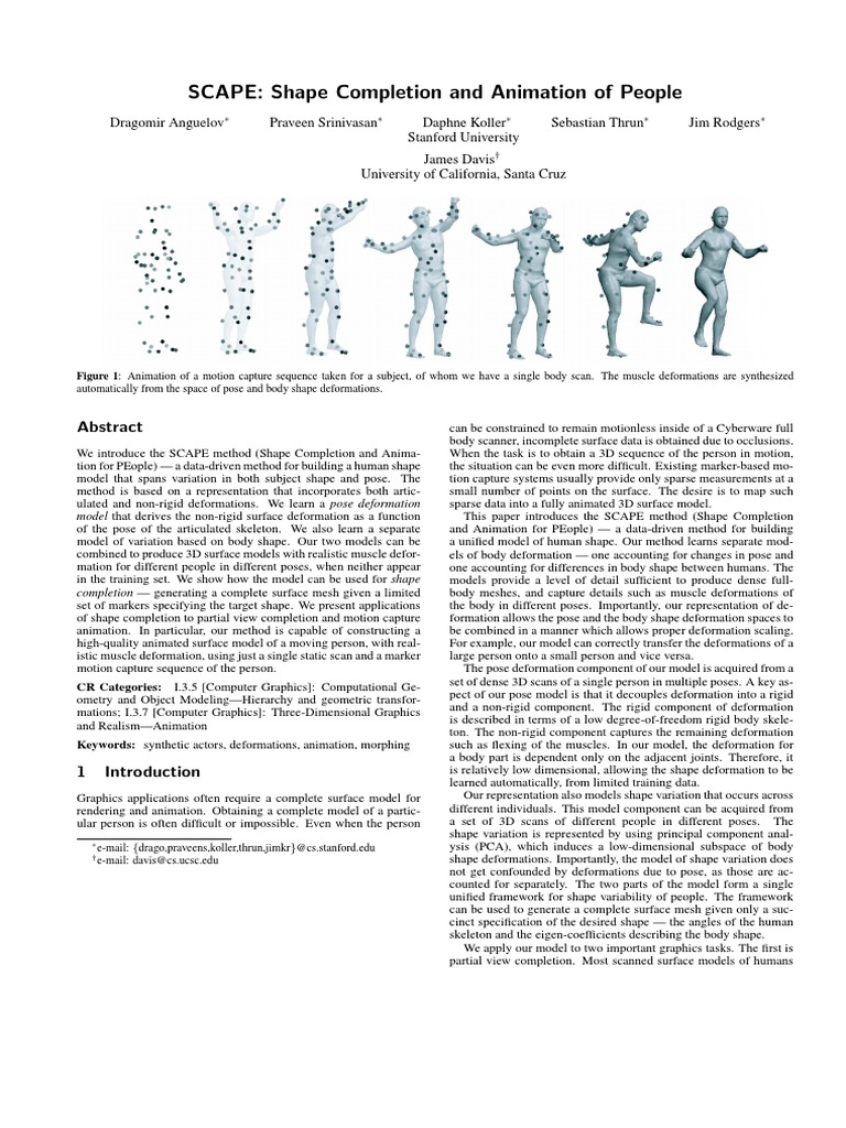 SCAPE: Shape Completion and Animation of People | PDF | Matrix ...