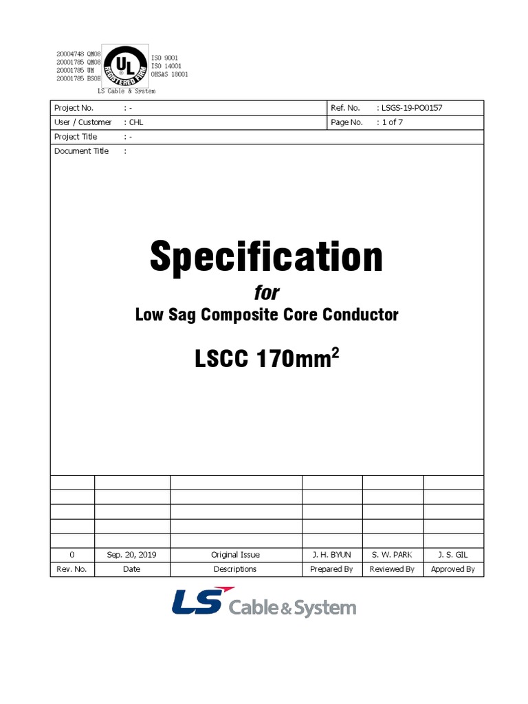 (Spec) LSCC 170SQ | PDF | Composite Material | Electrical Conductor