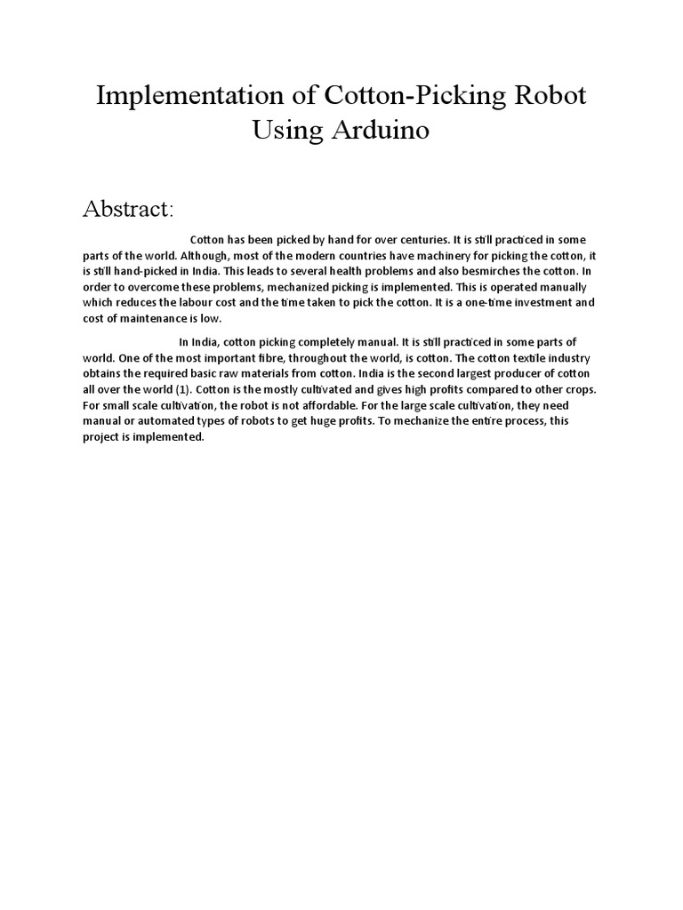 Implementation of Cotton Picking Robot | PDF | Cotton | Robot