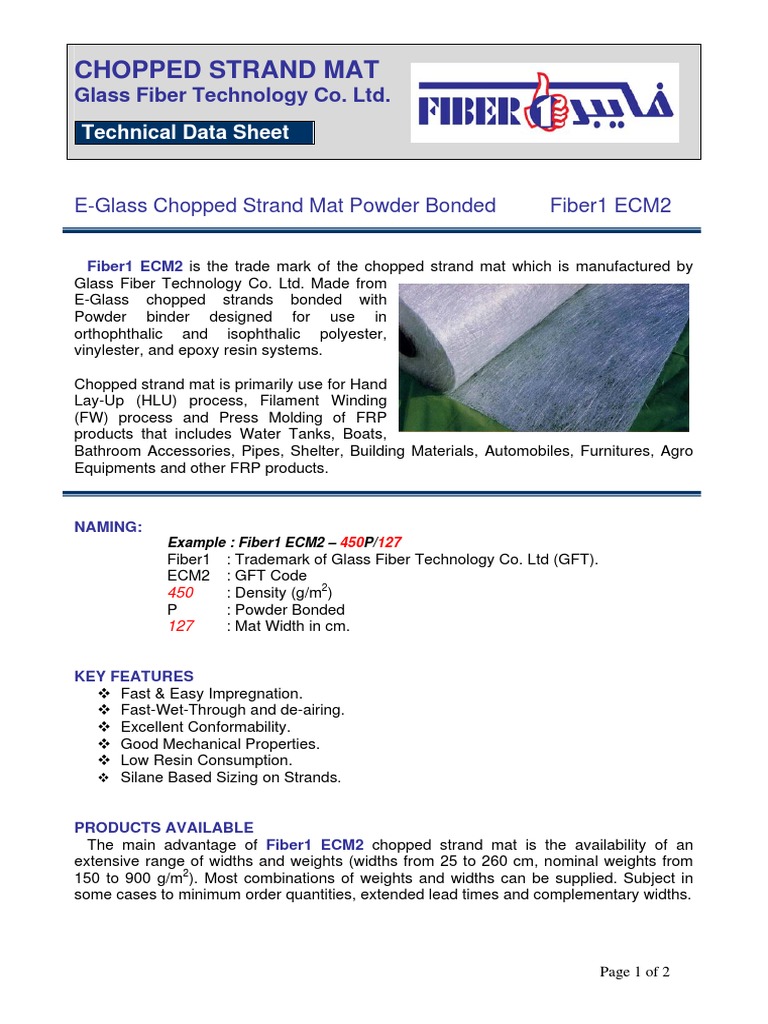Fiber1 ECM2 E-Glass CSM-PB Ver 1.4 | PDF | Fiberglass | Fibre ...