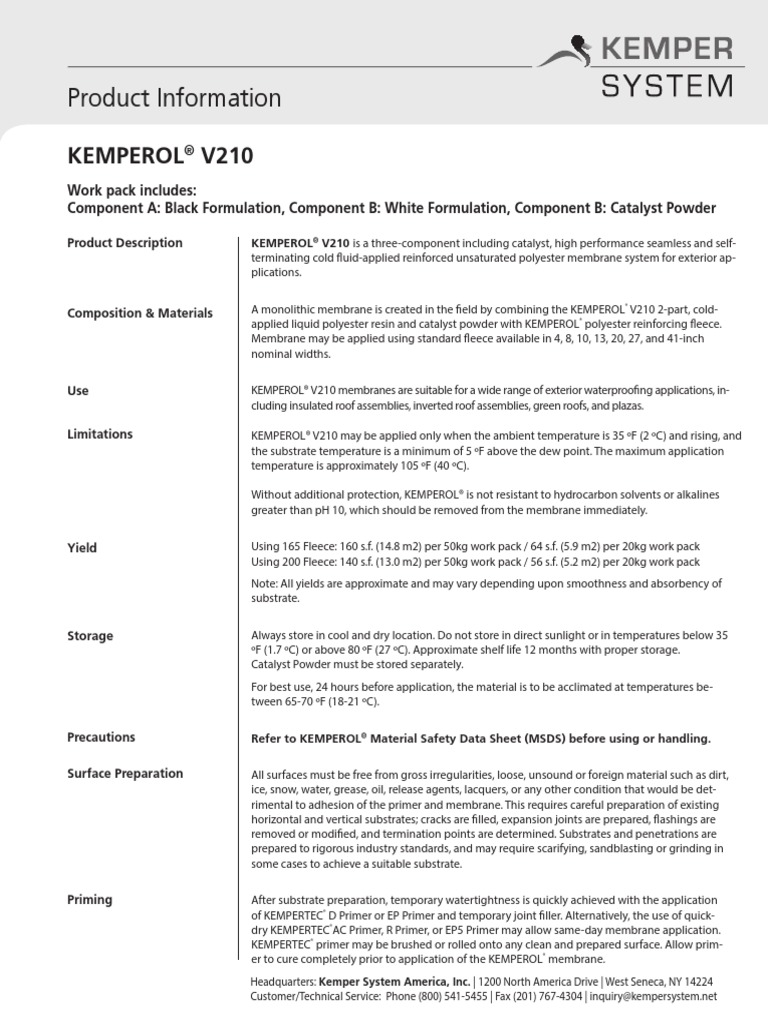 KSA PI Kemperol V210 | PDF | Roof | Liquids