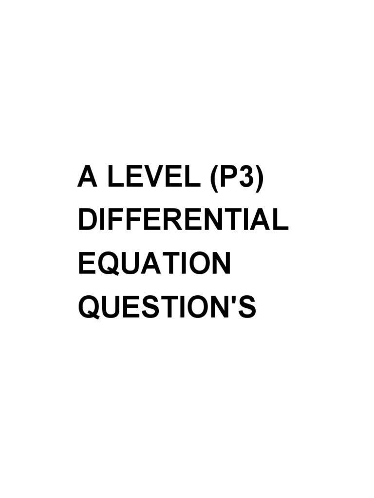 Differential Equations Question's | PDF | Equations | Differential ...