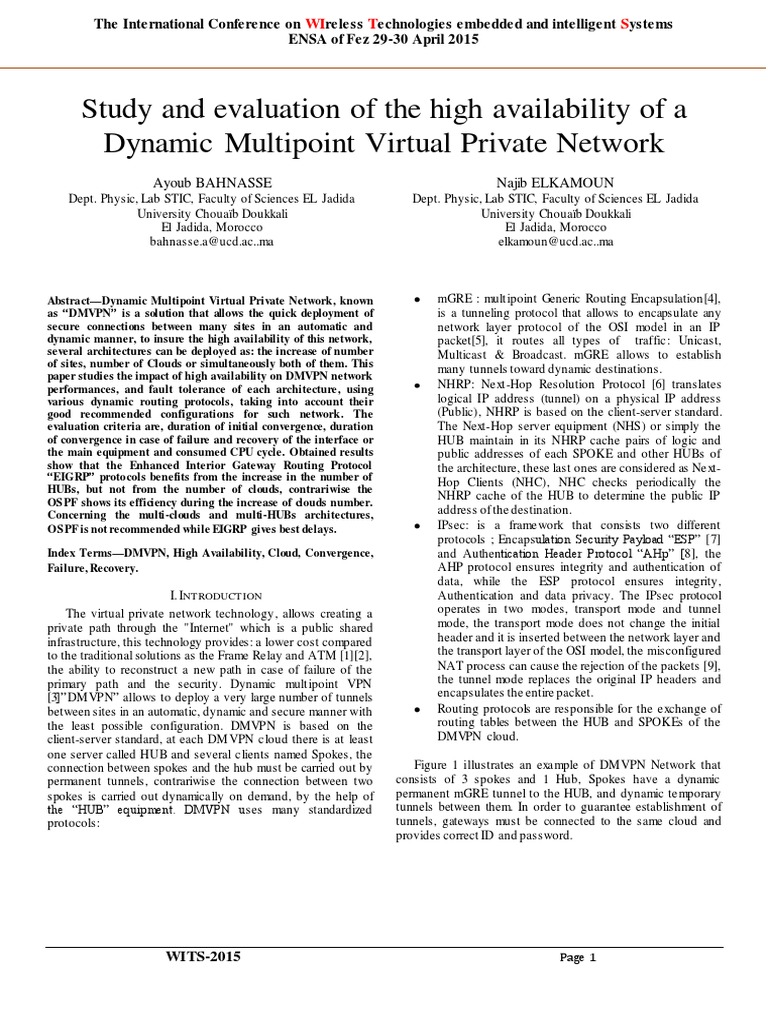 Study and Evaluation of The High Availability of A Secure Dynamic ...