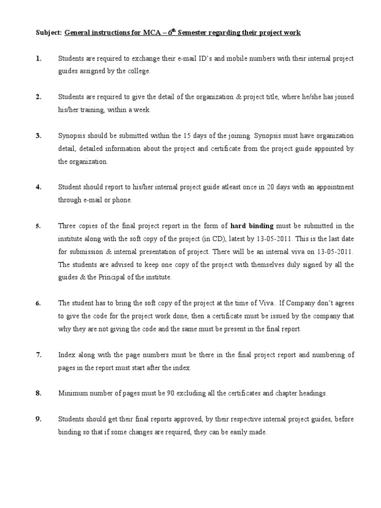 MCA Project Guidelines 6th Sem | Intellectual Works | Computer Science MCA Project Guidelines 6th Sem | Intellectual Works | Computer Science