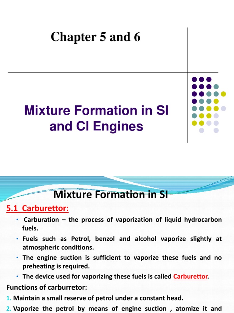 Chapter 5 IC Engine Mixture Formation | PDF | Carburetor | Fuel Injection