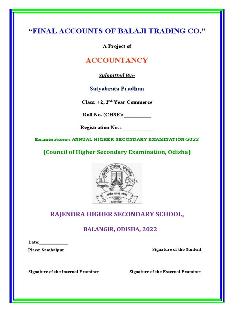 Final Accounts of Balaji Trading Co.: Accountancy | PDF | Finance ...