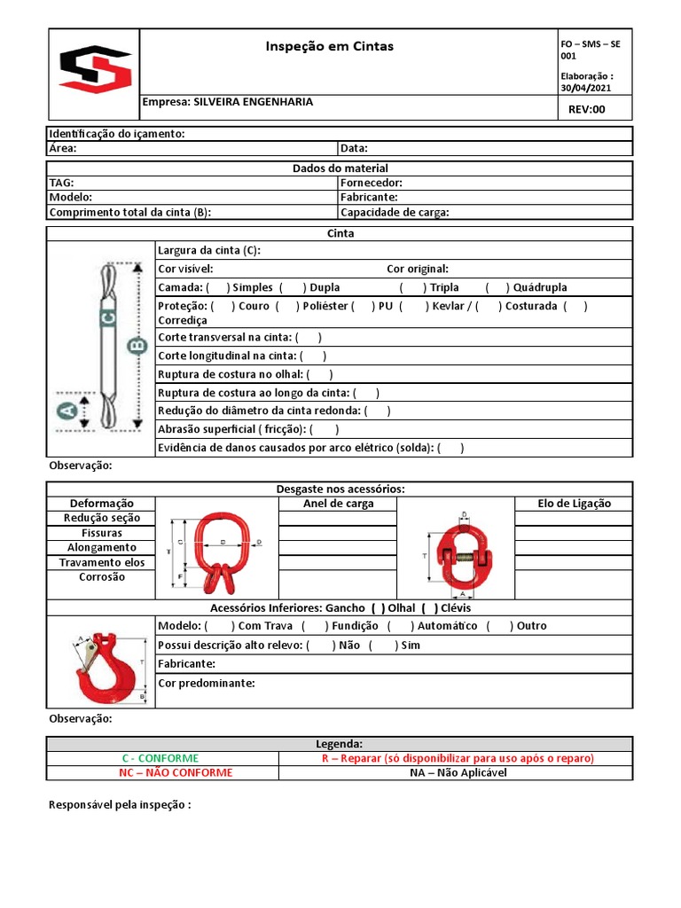 Check List Cinta de Içamento | PDF | Ciência de Materiais | Química