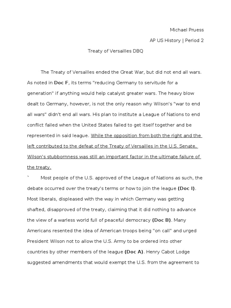 Treaty of Versailles: Wilson's Failure | PDF | League Of Nations ...
