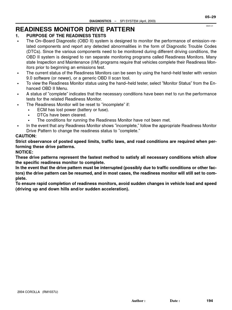 Readiness Monitor Drive Patterns | PDF | Vehicle Parts | Machines