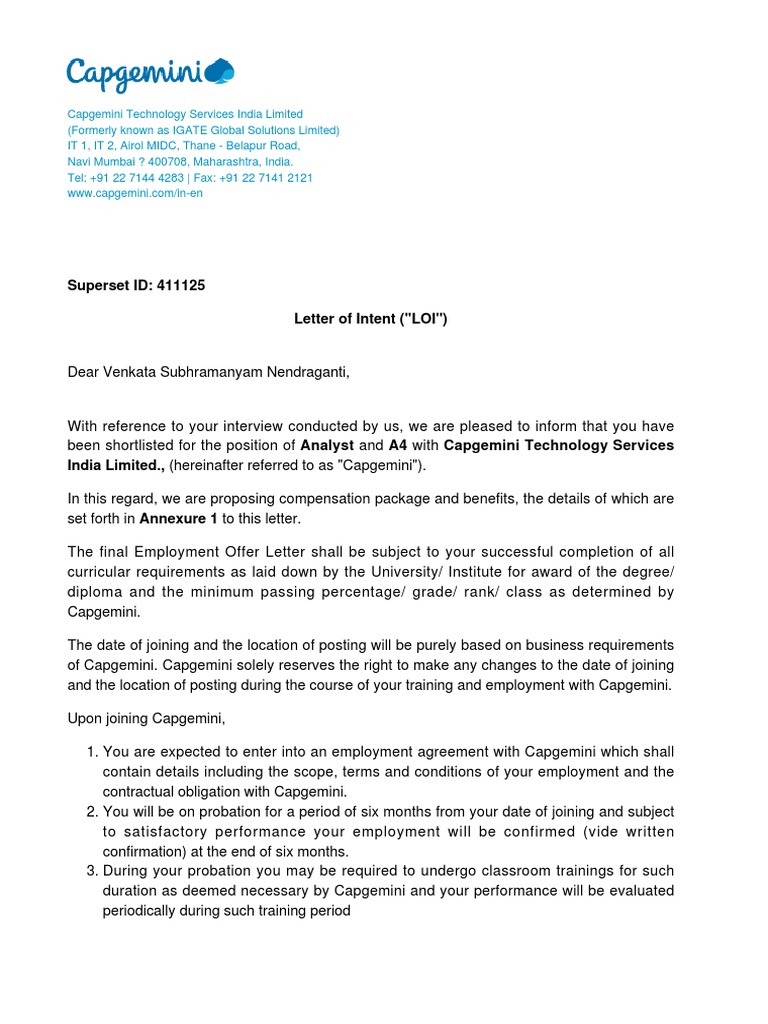 Capgemini Analyst Position LOI | PDF | Economies | Government