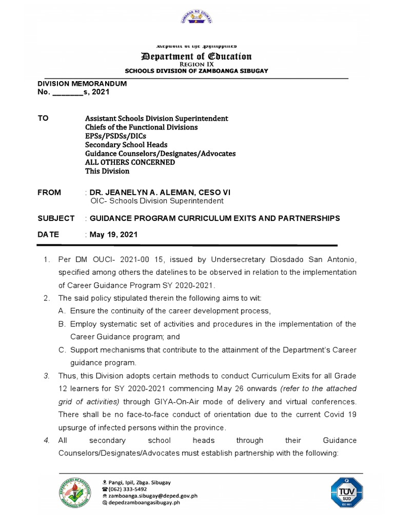 Guidance Progam Curriculum Exits | PDF | Educational Stages | Students