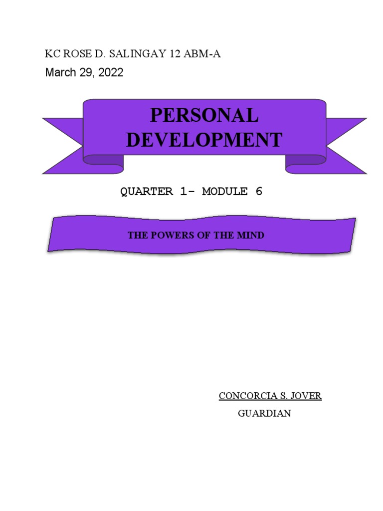Personal Development: Quarter 1-Module 6 | PDF