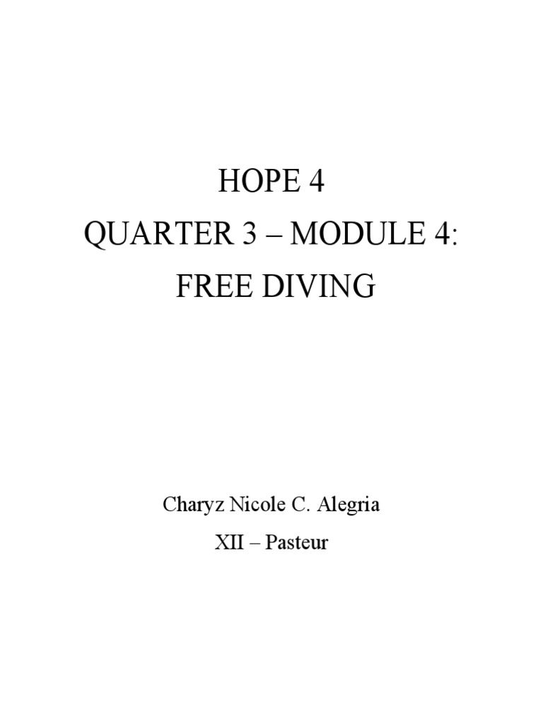 Alegria HOPE 4-Module 4 Pasteur | PDF | Scuba Diving | Hobbies