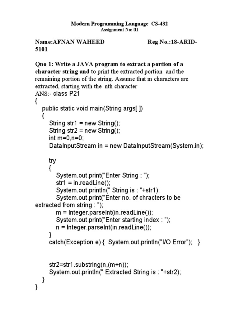 Assignment No 1 Pdf String Computer Science Array Data Structure