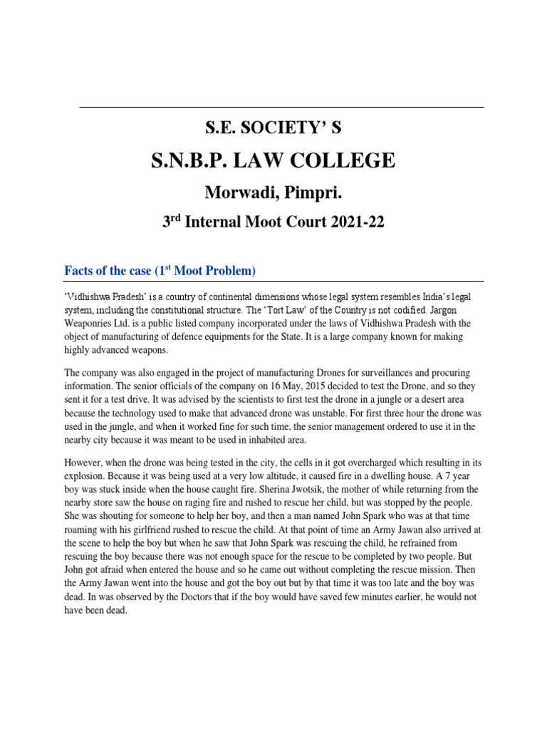 3rd Moot Problem 1st | PDF | Negligence | Public Sphere