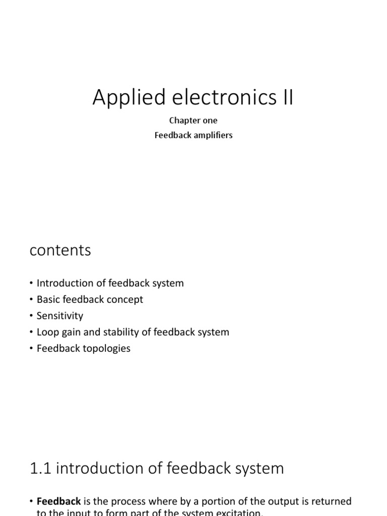 Applied Electronics II Chapter One Final Lecture | PDF | Amplifier | Feedback