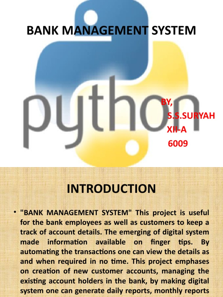 Bank Management System Overview | PDF
