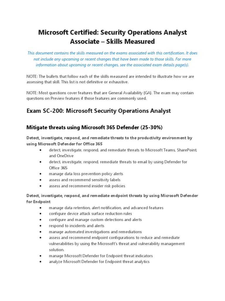 Microsoft Certified Security Operations Analyst Associate Skills ...
