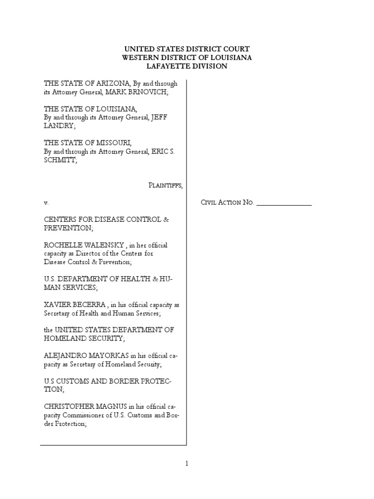 4.4 Title 42 Complaint | PDF | United States Citizenship And ...