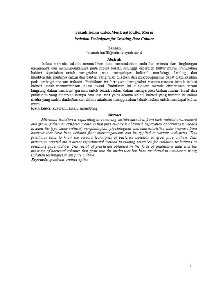 Teknik Isolasi Bakteri untuk Kultur Murni | PDF | Kesehatan Holistik | Sains & Matematika