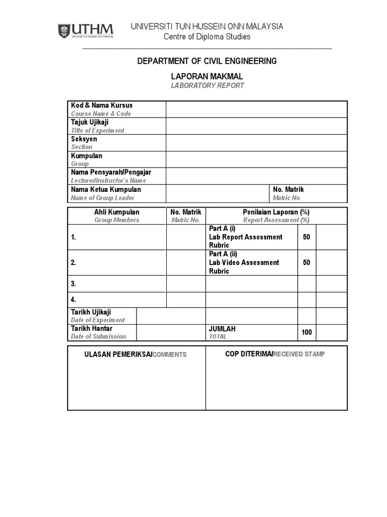 Civil Engineering Lab Report | PDF | Rubric (Academic) | Laboratories