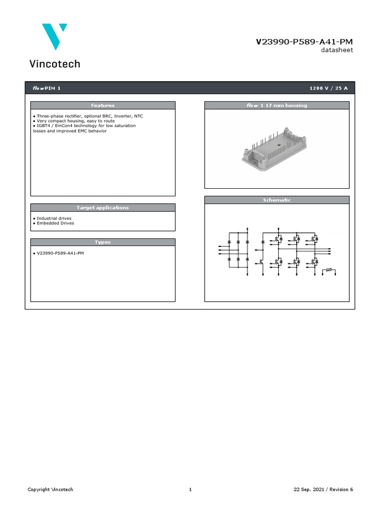Vincotech - V23990 P589 A41 PM - FD Rev - 06 | PDF | Diode | Rectifier