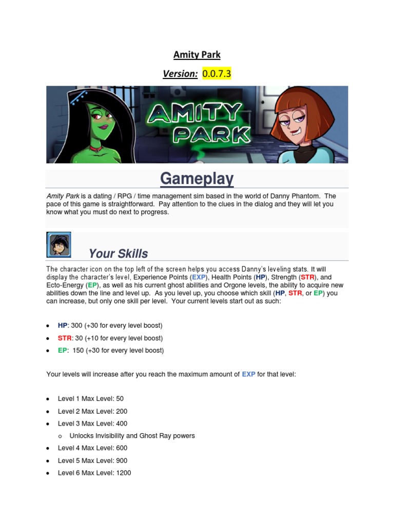 Amity Park Walkthrough Version 0.7.3 2 | PDF