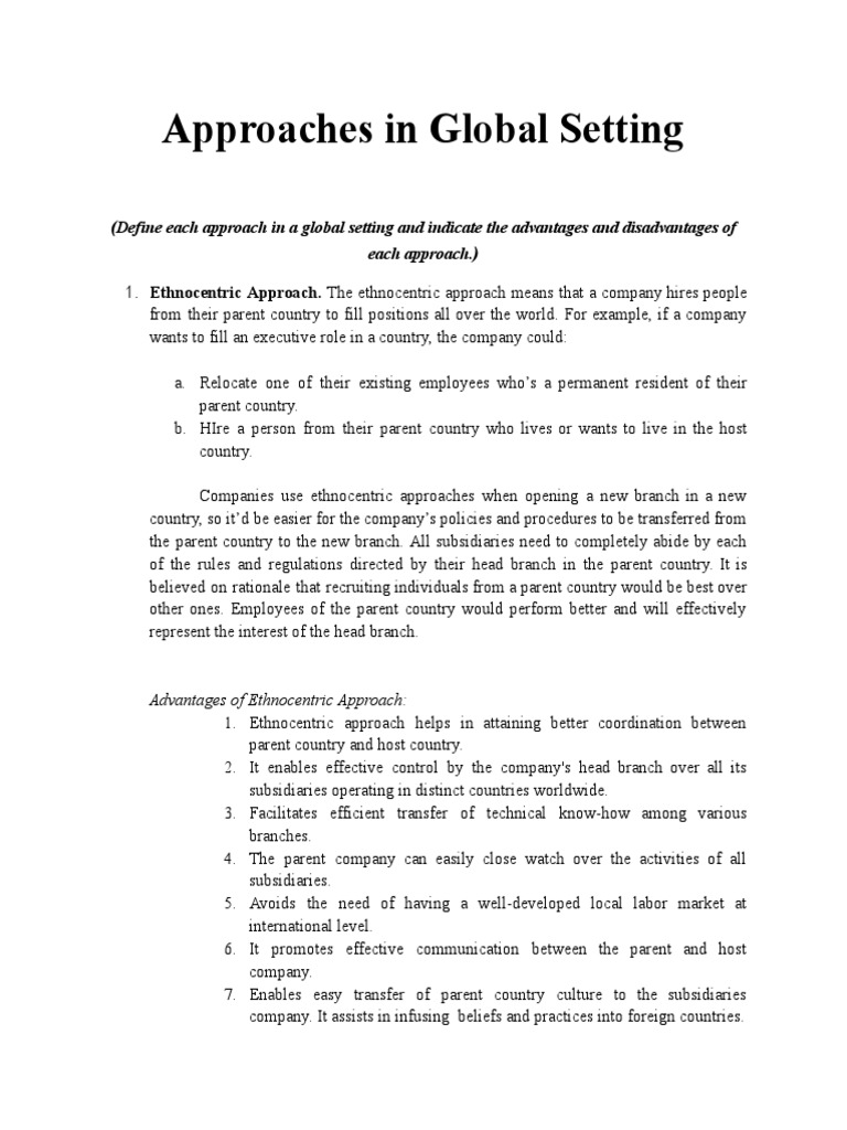 A Global Perspective: Evaluating Ethnocentric, Geocentric, and ...