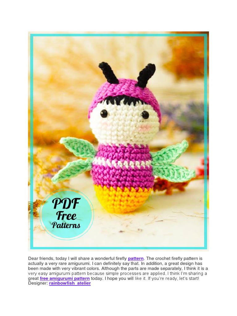 Crochet Firefly Amigurumi PDF Free Pattern | PDF | Crochet | Amigurumi