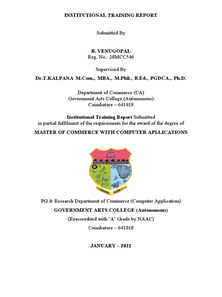 Institutional Training Report | PDF | Sales | Marketing