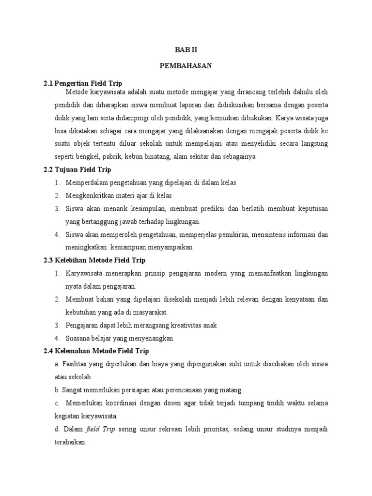 Bab 2 Field Trip | PDF
