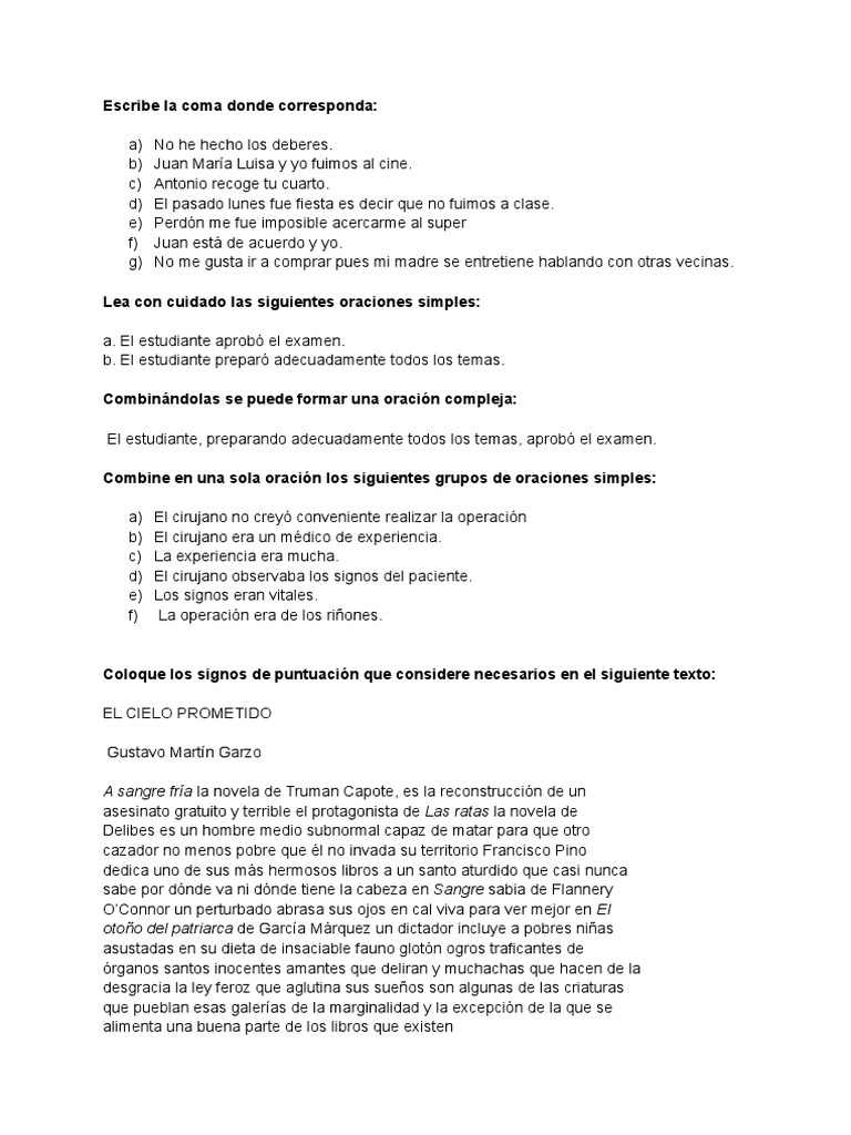 Reglas de puntuación y combinación de oraciones | PDF