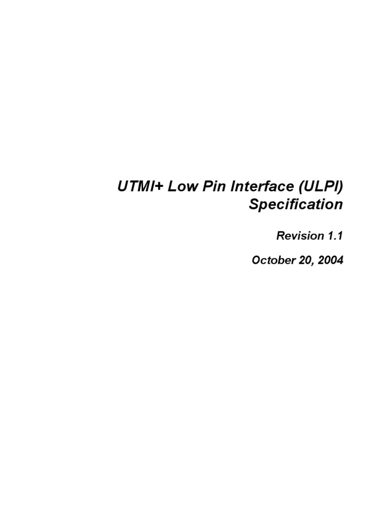 ULPI Specification - UTMI+Low Pin Interface | PDF | Usb | Input/Output